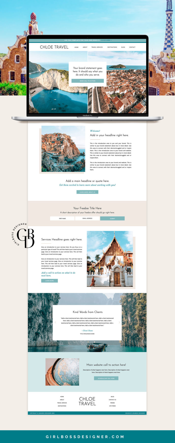 Chloe Travel Showit Website Template For Luxury Travel Advisors Girlboss Designer