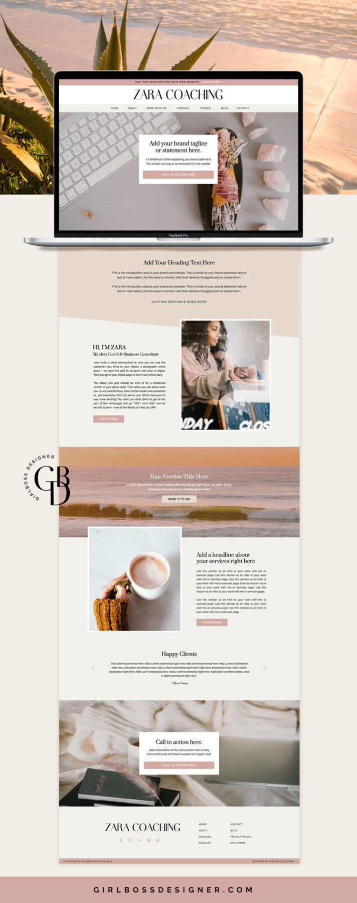 Zara Showit Website Template for Coaches and Personal Brands - Girlboss ...