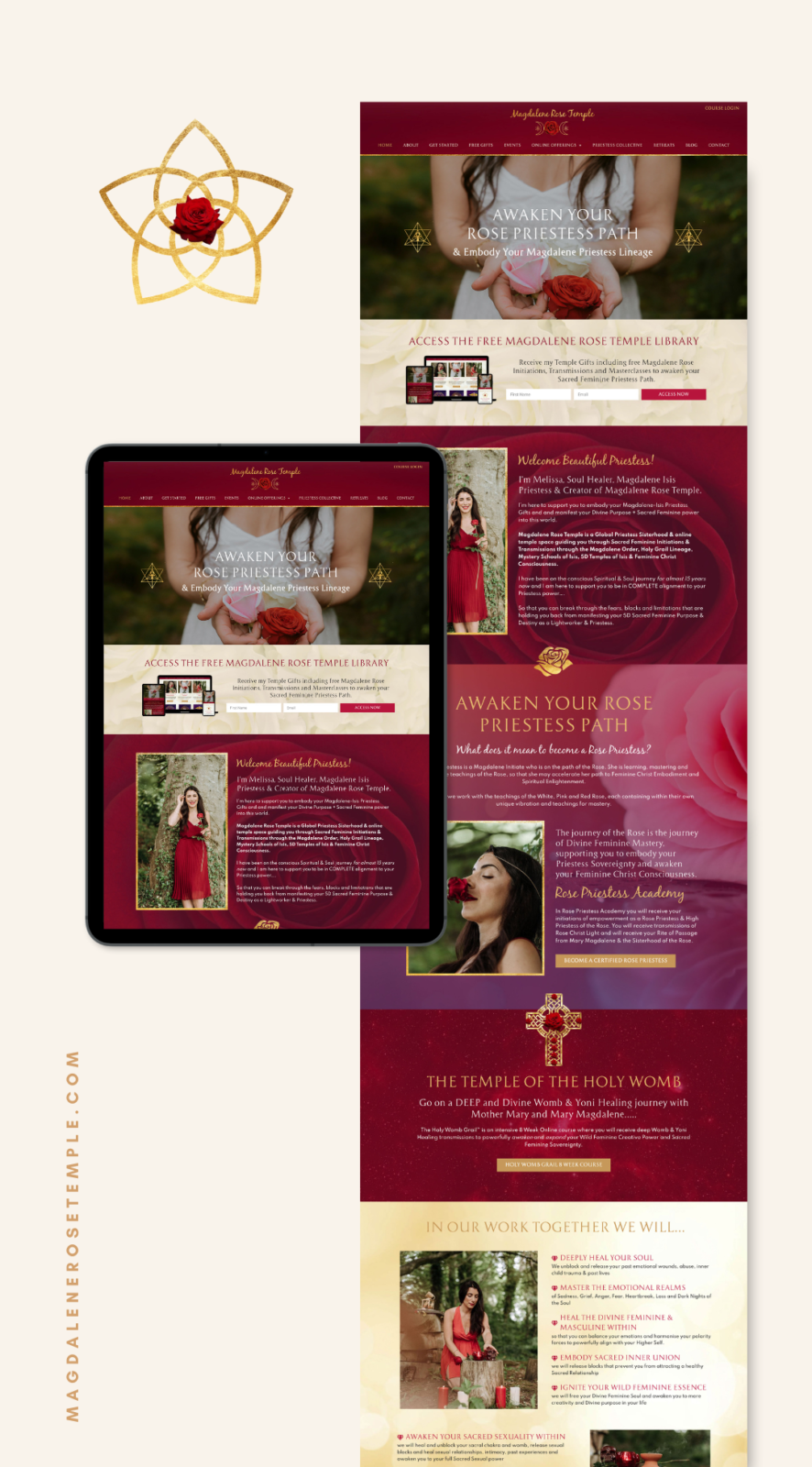 Red, Gold, Luxurious Spiritual Custom Website Design | Magdalene Rose ...