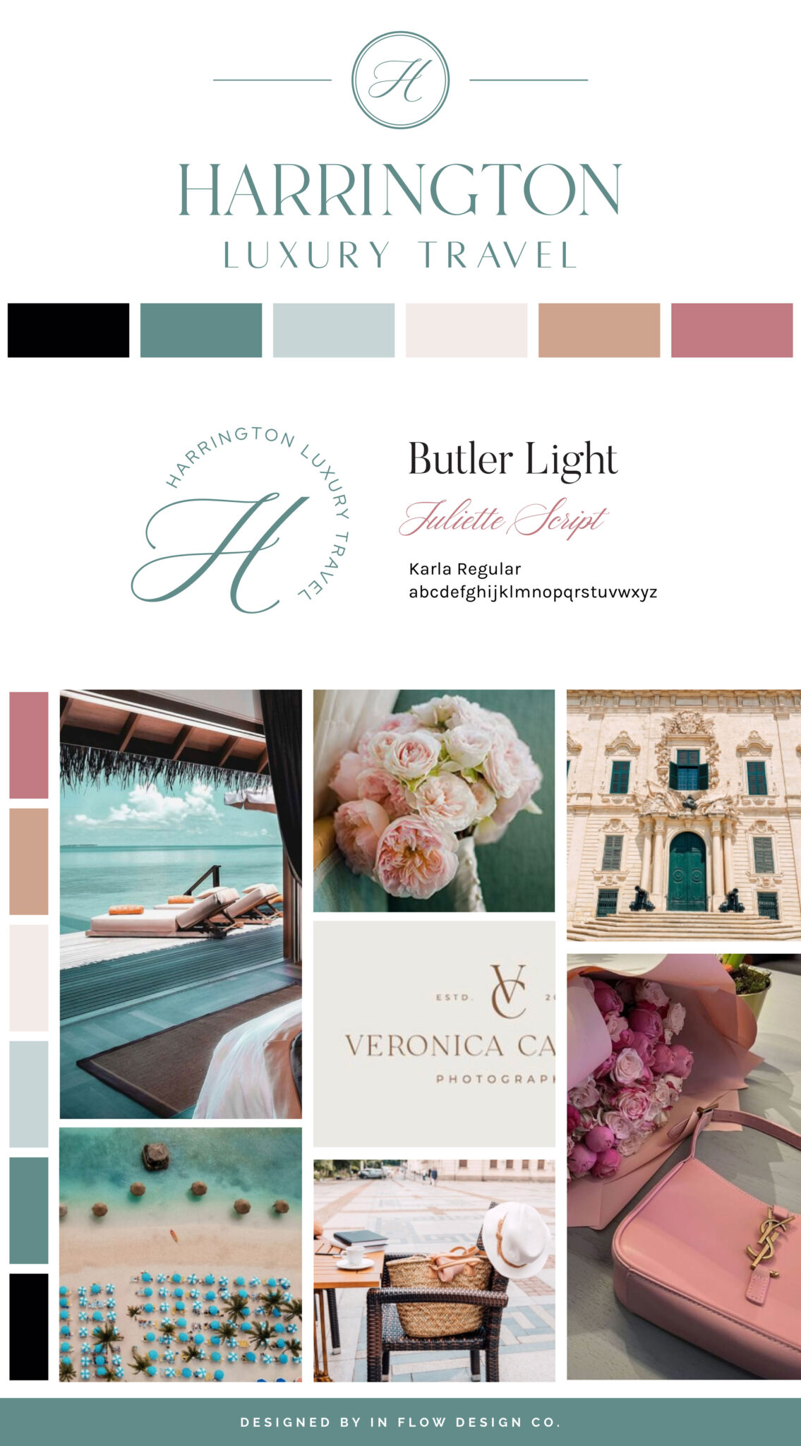 Modern and Glam Shades of Teal, Warm Neutrals, Black, and Pink Branding ...